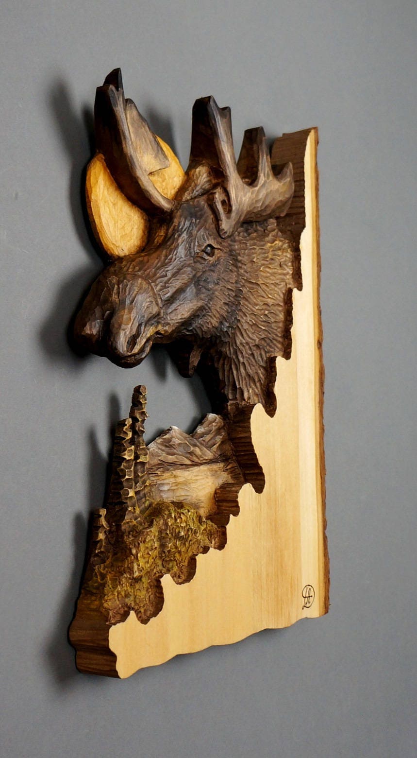 Anniversary Gift Moose Carved on Wood Wood Carving for Cabin - Etsy Canada