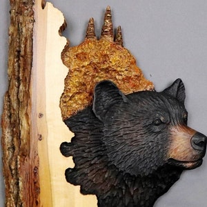 Black Bear,wooden Carving,handmade,rustic Paysage,unique Gift,wall Art ...