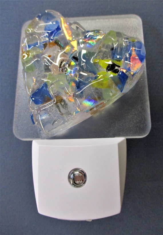 Night Light With Cast & Fused Glass - Etsy