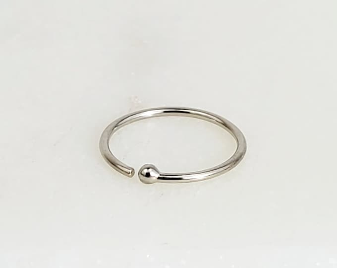 14k Solid Gold Ball End Hoop, 6mm 7mm 8mm 9mm 24g Hoop Smooth and Snug ...