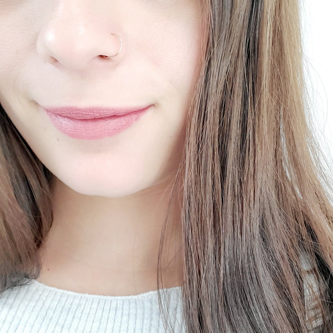 18k Solid Gold Ball End Hoop, 10mm 11mm 22g Hoop Smooth Ball End Nose ...