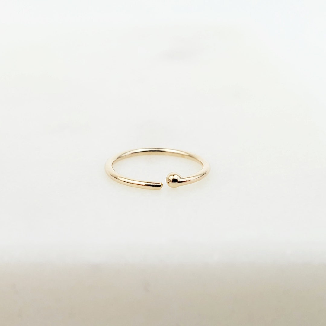 18k Solid Gold Ball End Hoop, 6mm 7mm 8mm 9mm 20g Hoop Smooth Ball End ...