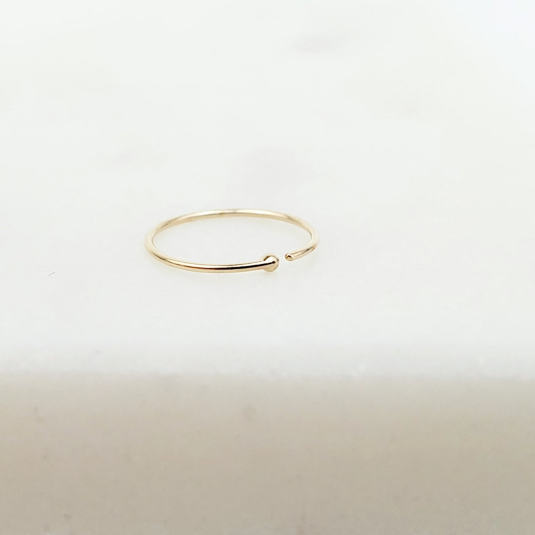 10k Solid Gold Ball End Hoop 6mm 7mm 8mm 9mm 24g Hoop Smooth Ball End ...