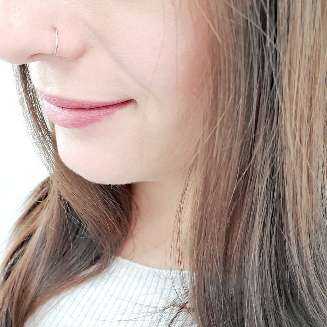 14k Solid Gold Nose Hoop, 6mm 7mm 8mm 9mm 24g Hoop Snug Nose Ring ...