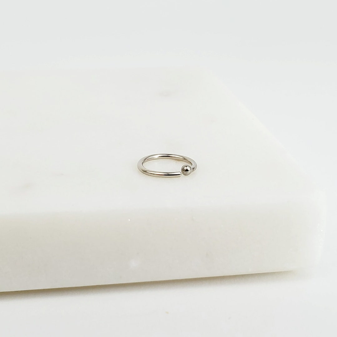 14k Solid Gold Ball End Hoop, 6mm 7mm 8mm 9mm 22g Hoop 5/16" Smooth ...