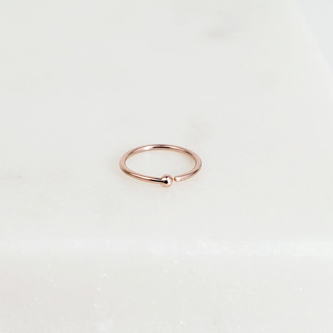 10k Solid Gold Ball End Hoop, 10mm 11mm 24g Hoop Smooth Ball End Nose Ring, Classic Open Nose ...