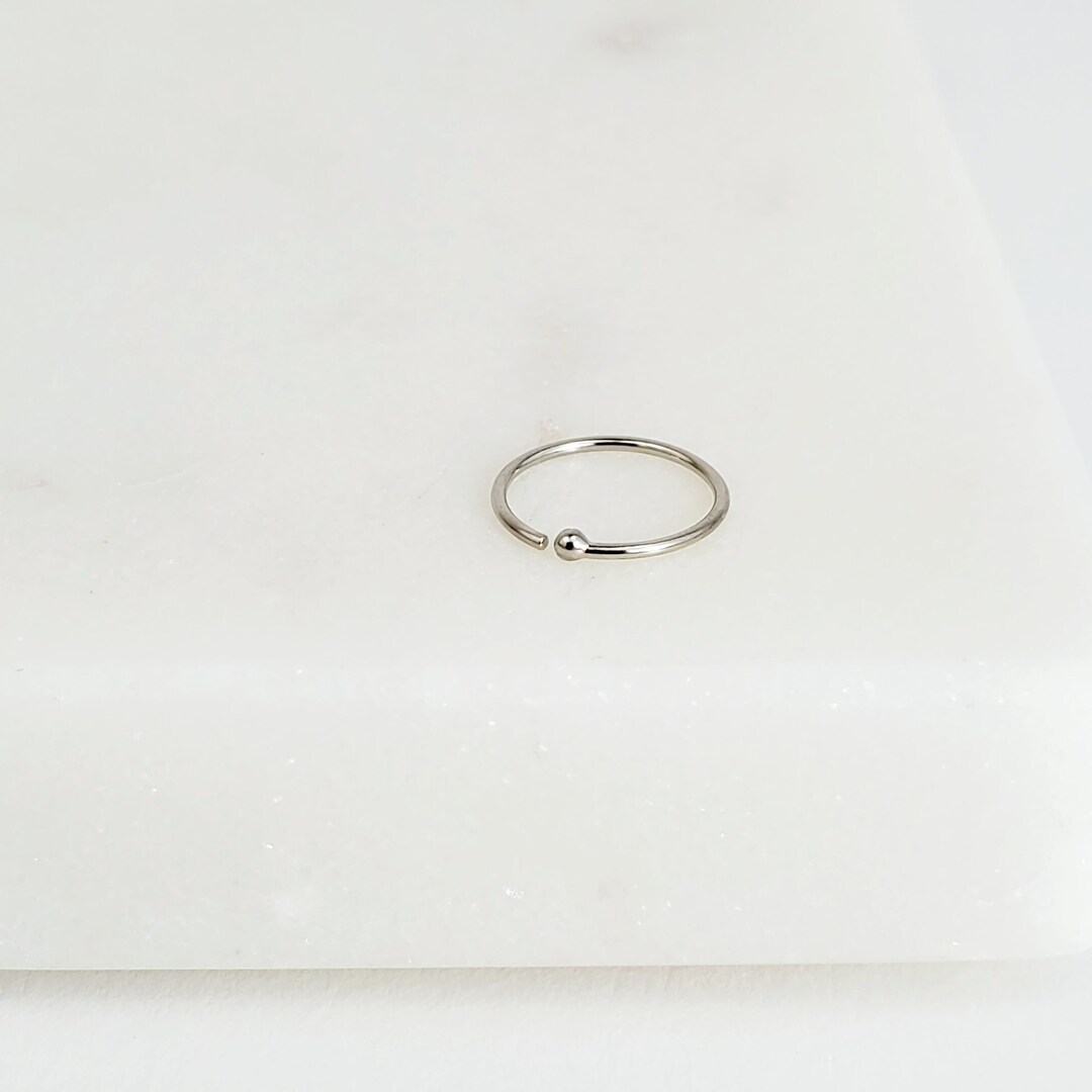 14k Solid Gold Ball End Hoop, 6mm 7mm 8mm 9mm 24g Hoop Smooth and Snug ...