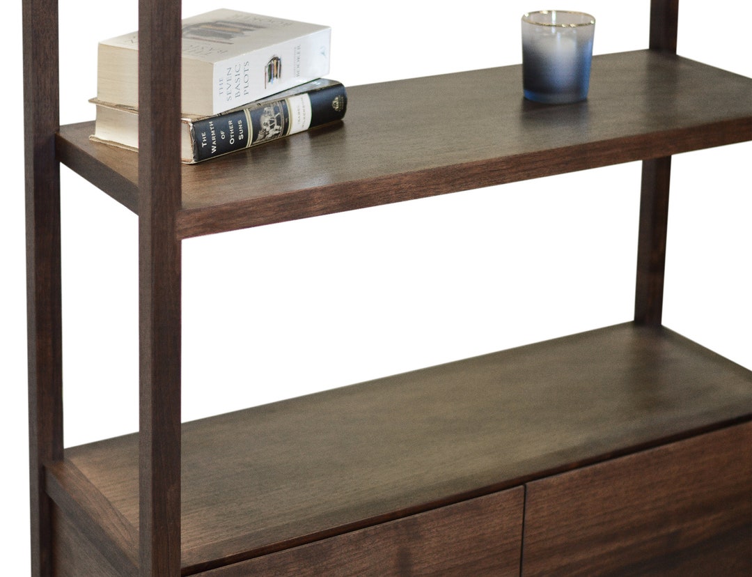 Walnut & Brass Bookcase Office Cabinet - Etsy