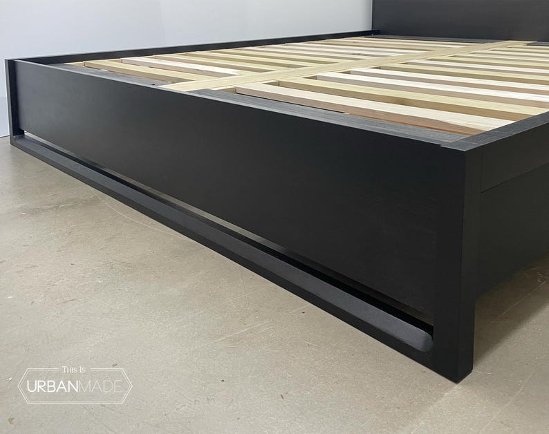 Oxidized Black Walnut Platform Bed With Storage Headboard & Drawers - Etsy