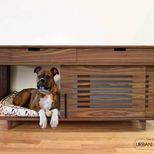 Walnut Dog Kennel, Wooden Dog Kennel, Wood Dog House, Modern Dog Kennel ...