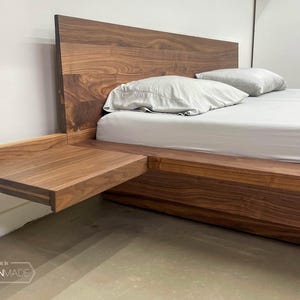 Wabi Sabi Walnut Platform Bed: Scandinavian Minimalist King/queen - Etsy