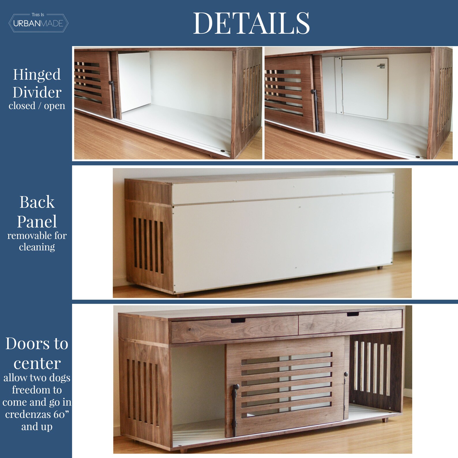 Walnut Dog Kennel Wooden Dog Kennel Wood Dog House Modern | Etsy