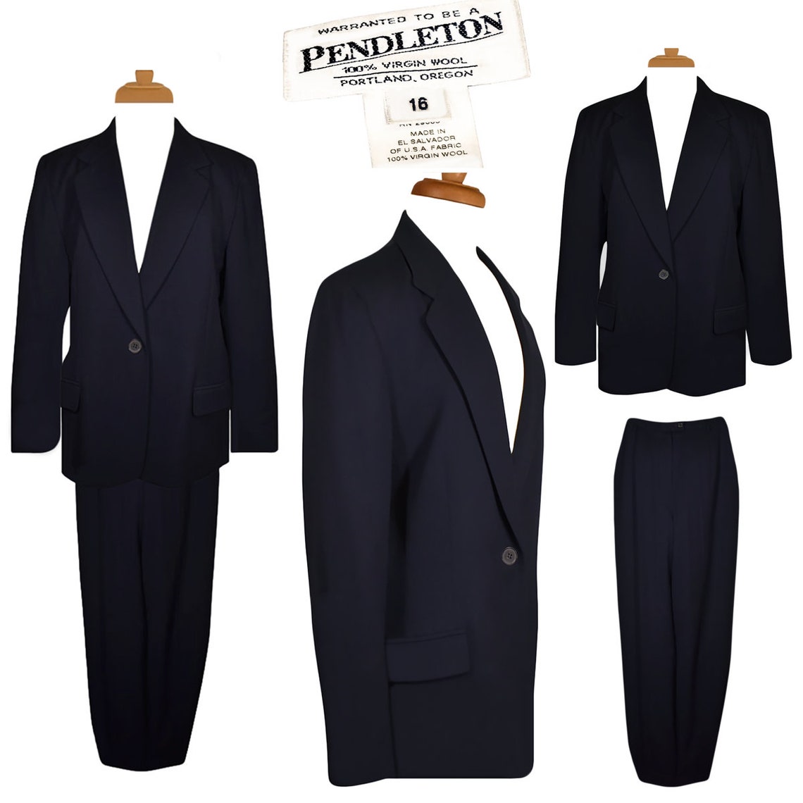 Wool Pantsuit- Navy Blue Pantsuit- Pendleton Pantsuit- Womens Pant Suit ...