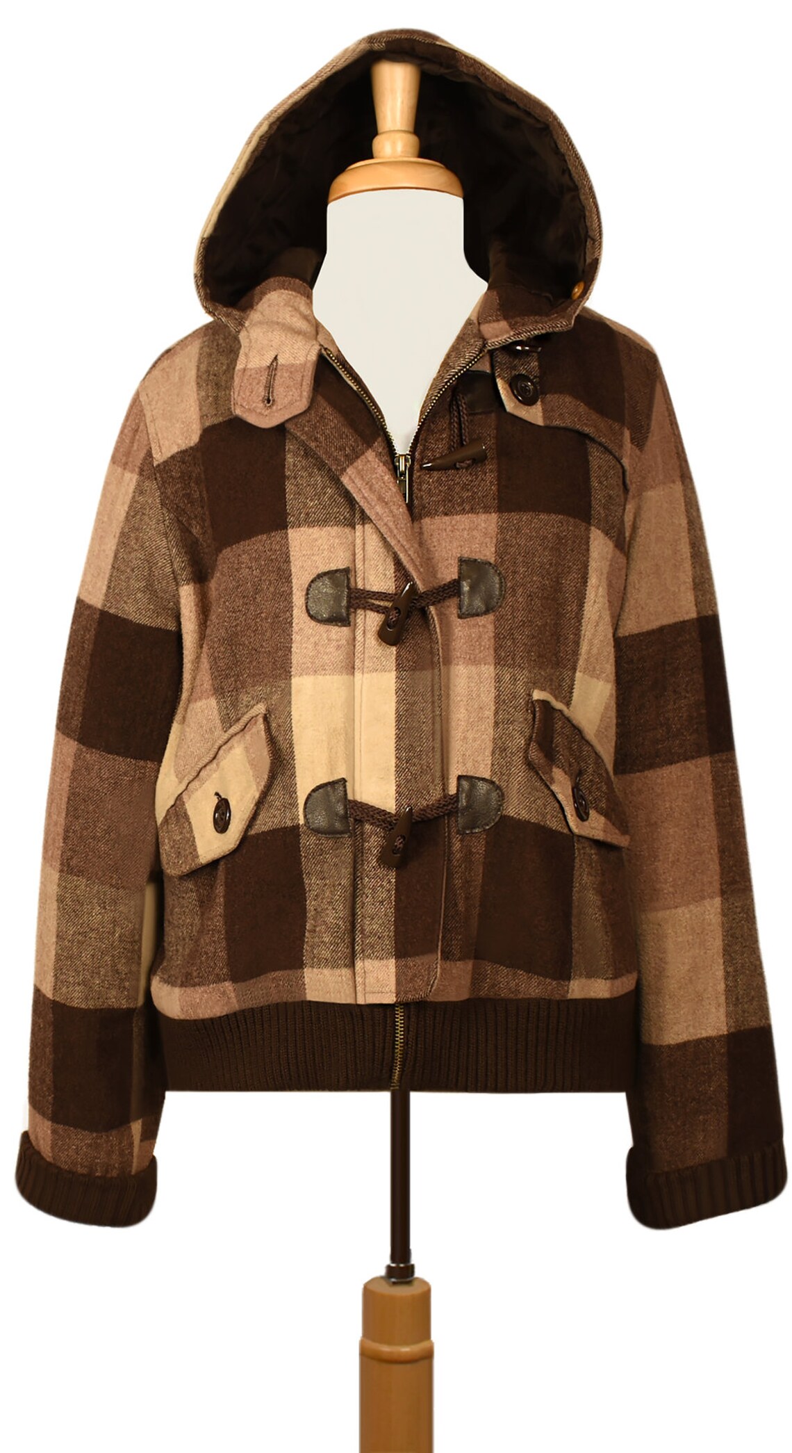 Womens Hoodie Parka Jacket Parka Coat Wool Hoodie Plaid Hoodie Hooded ...