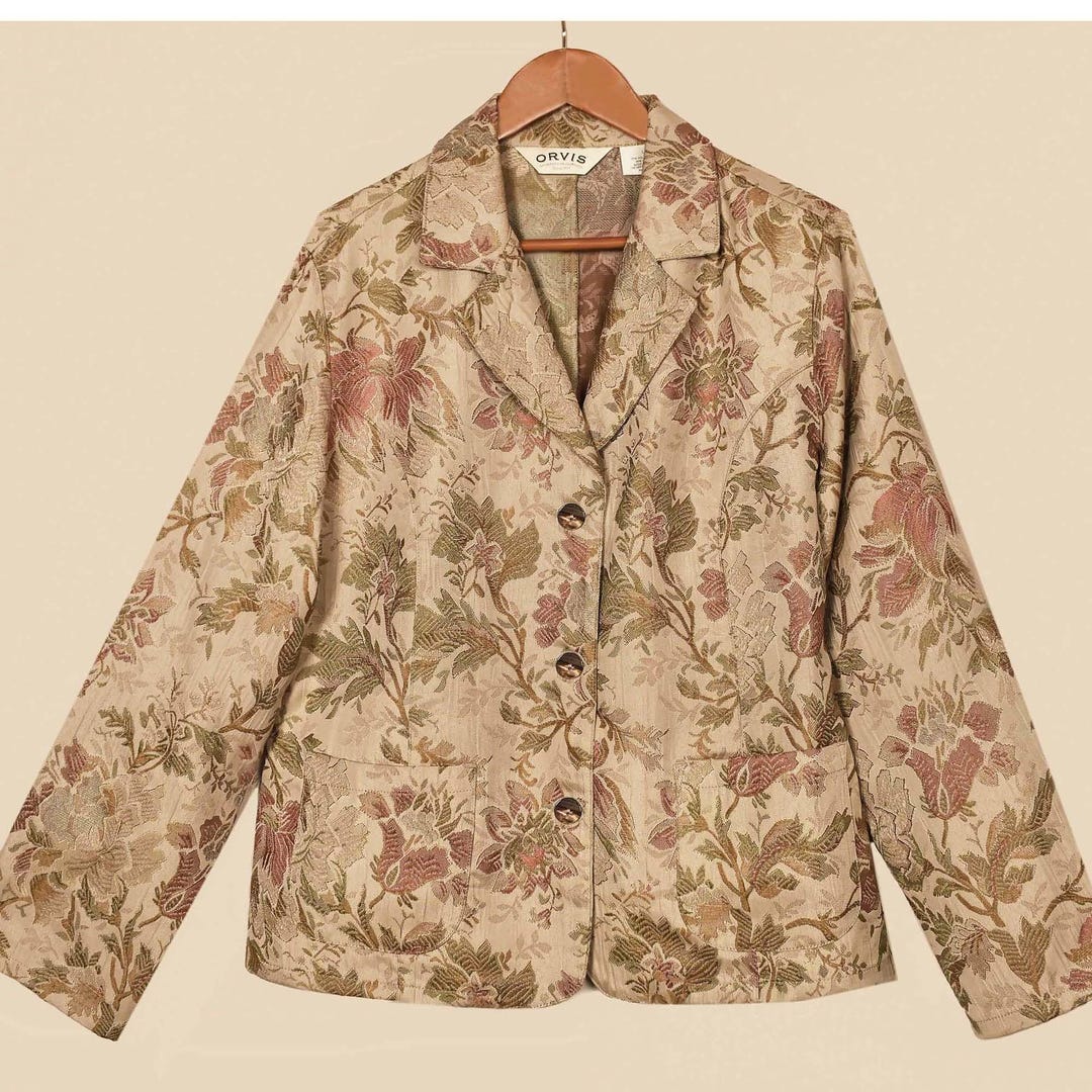 Vintage Orvis Jacket in Beige, Brown, Green, and Apricot Red With ...