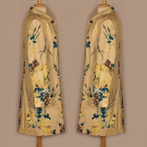 Women's Floral Coat- Long Floral Coat- Cotton Overcoat- Size XL Flower ...