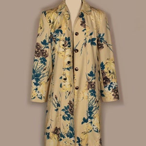 Women's Floral Coat- Long Floral Coat- Cotton Overcoat- Size XL Flower ...