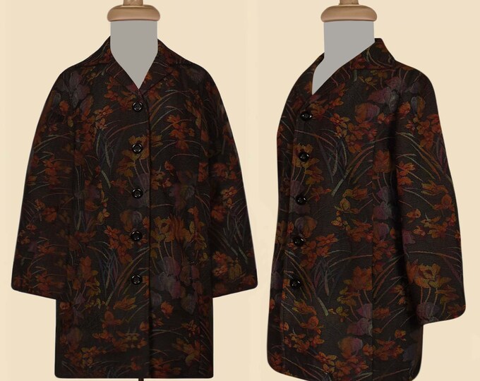 Nomadic Traders Jacket- Floral Tapestry Jacket-black Floral Coat ...