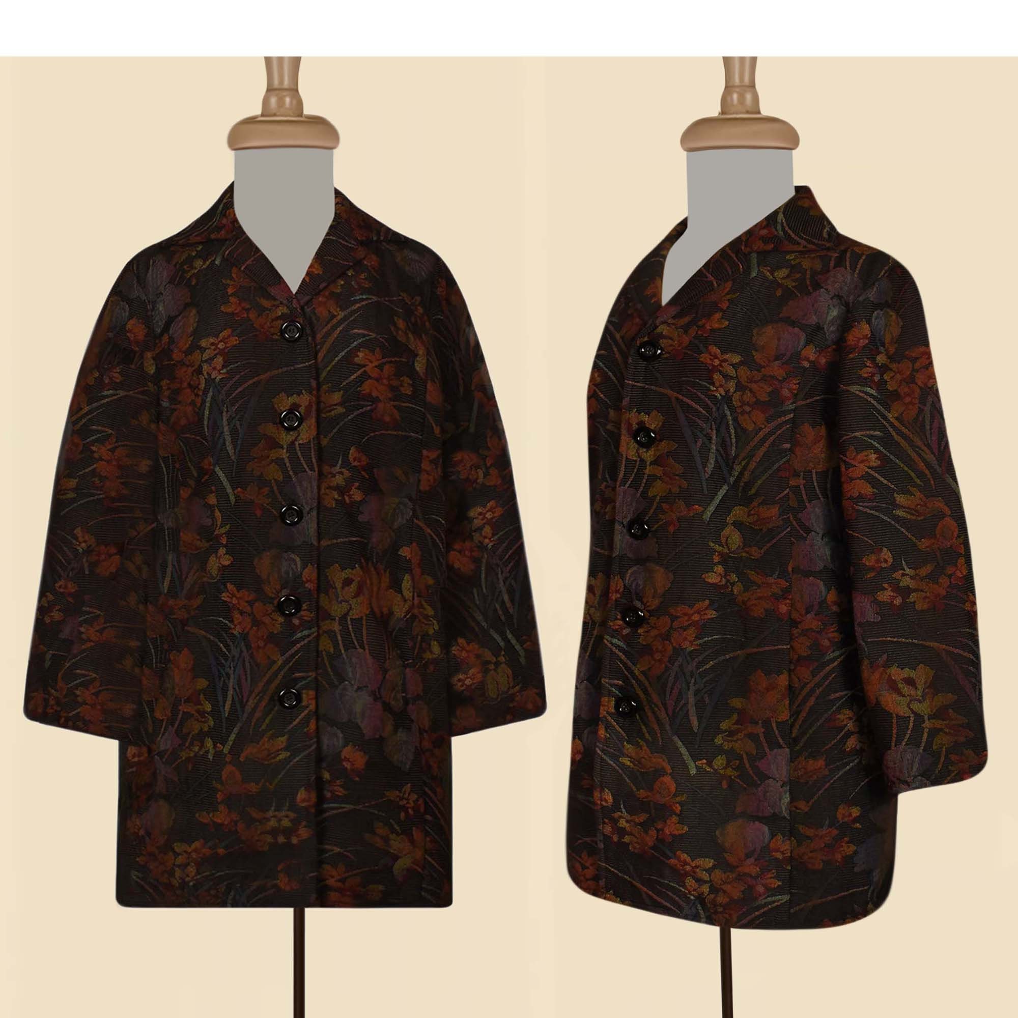 Nomadic Traders Jacket- Floral Tapestry Jacket-black Floral Coat ...