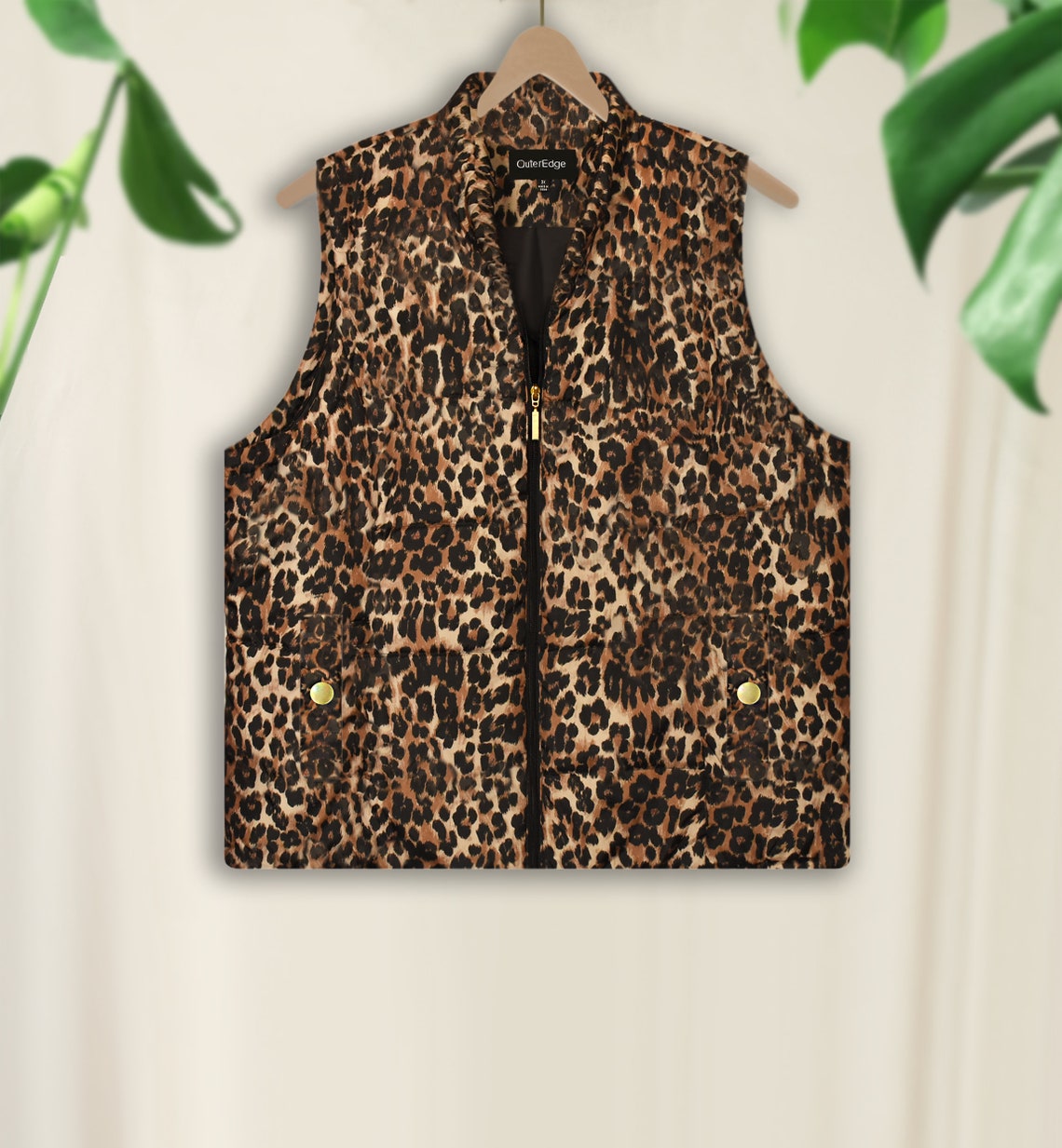 Women's Vest- Plus Size Vest- Leopard Print Vest- Puffer Vest- 3X Women ...