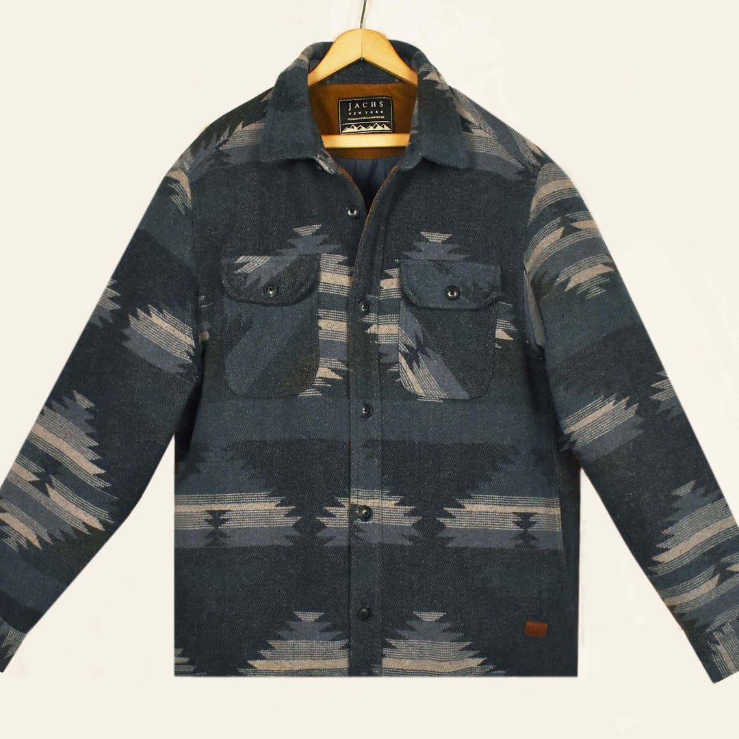 Jachs New York Wool Blend Jacket- Native American Print Jacket- Jachs ...