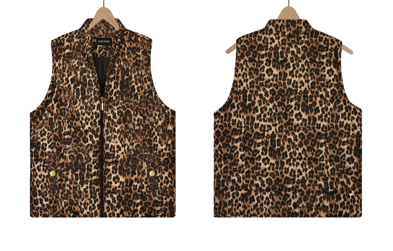 Women's Vest- Plus Size Vest- Leopard Print Vest- Puffer Vest- 3X Women ...