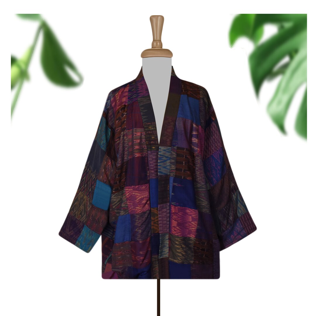 Women's Patchwork Jacket Silk Patchwork Coat Boho Hippie - Etsy