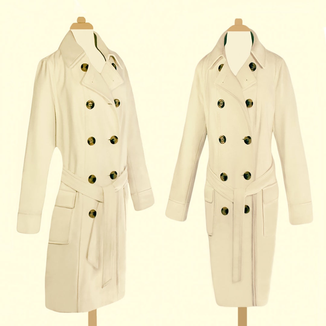 Long White Coat- White Maxi Coat- Wool Coat- Belted Coat- Womens Pea ...