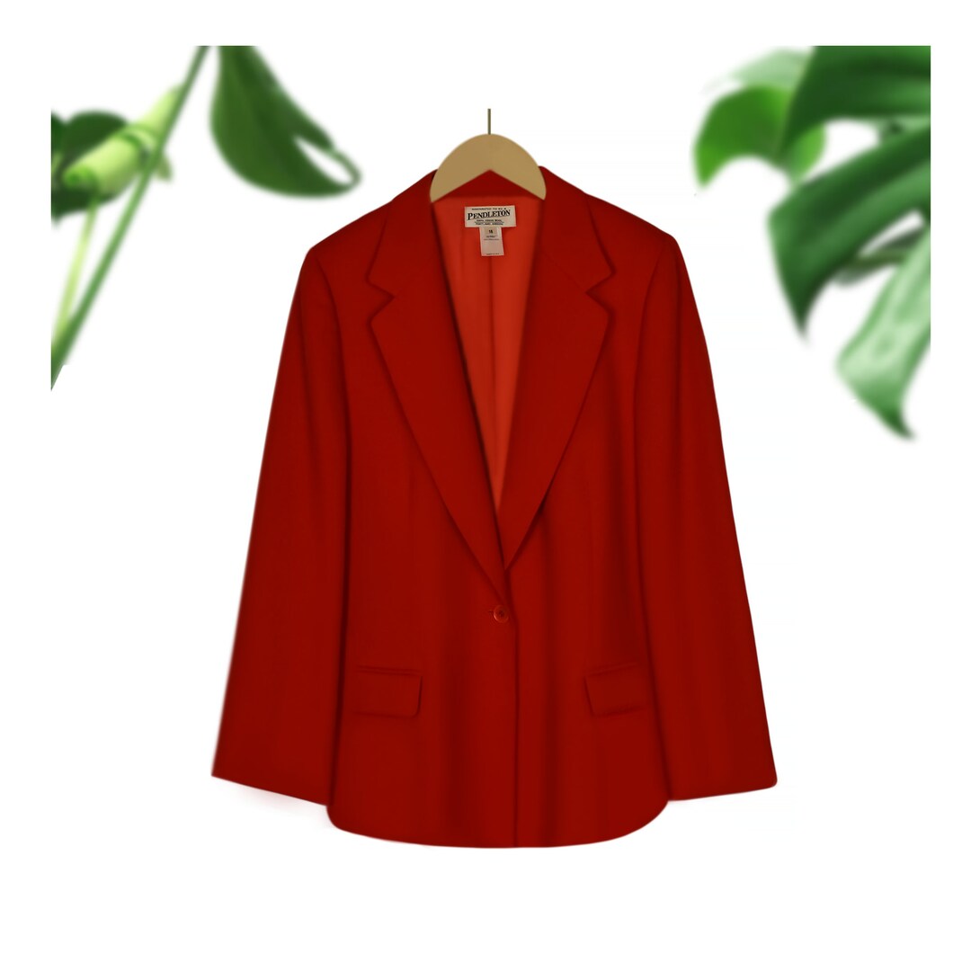 Womens Pendleton Blazer- Red Blazer Size 16- Red Pendleton Jacket- Red ...