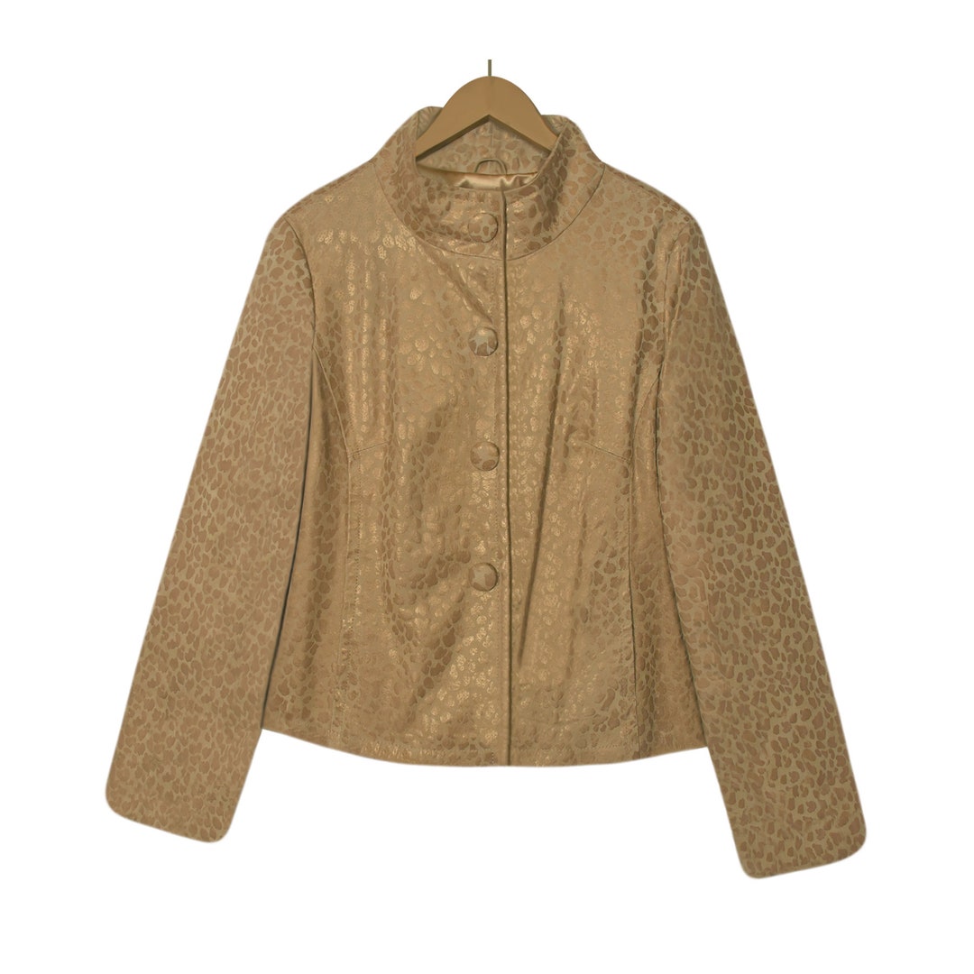 Live a Little Leather Jacket- Gold Leather Jacket- Leopard Leather ...