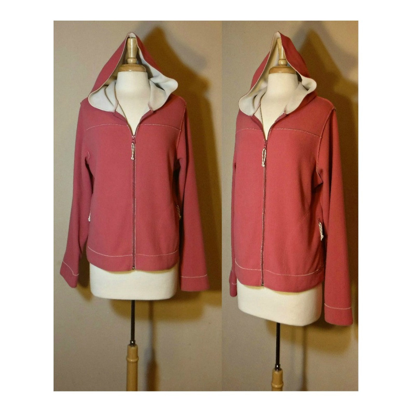 Pink Hoodie- Fleece Hoodie- Pink Hooded Sweatshirt- Hooded Jacket ...