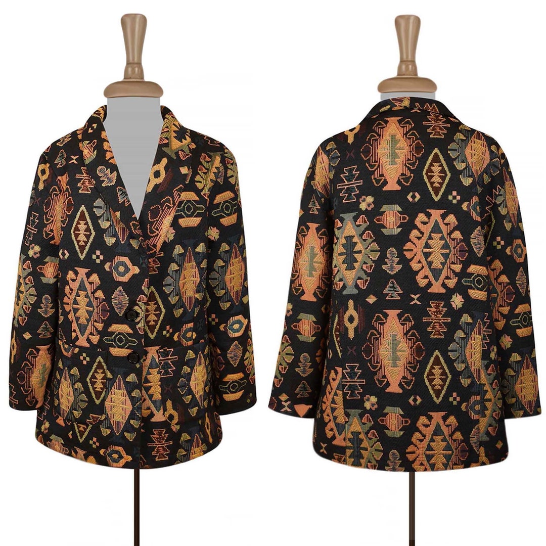 Coldwater Creek Jacket Indian Print Jacket Tapestry Jacket Tribal Print ...