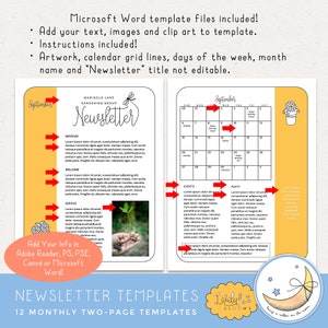 Newsletter Templates, 12 Months, Two Pages, Edit in Adobe Reader ...