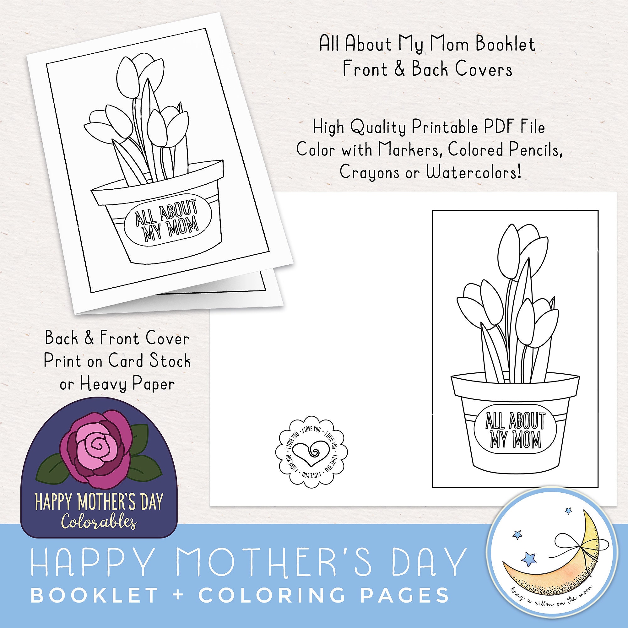 Mother's Day Booklet, Printable, All About My Mom, Coloring Book Style ...