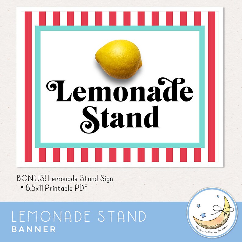 Lemonade Stand Banner Printable Bonus Lemonade Stand Sign Instant