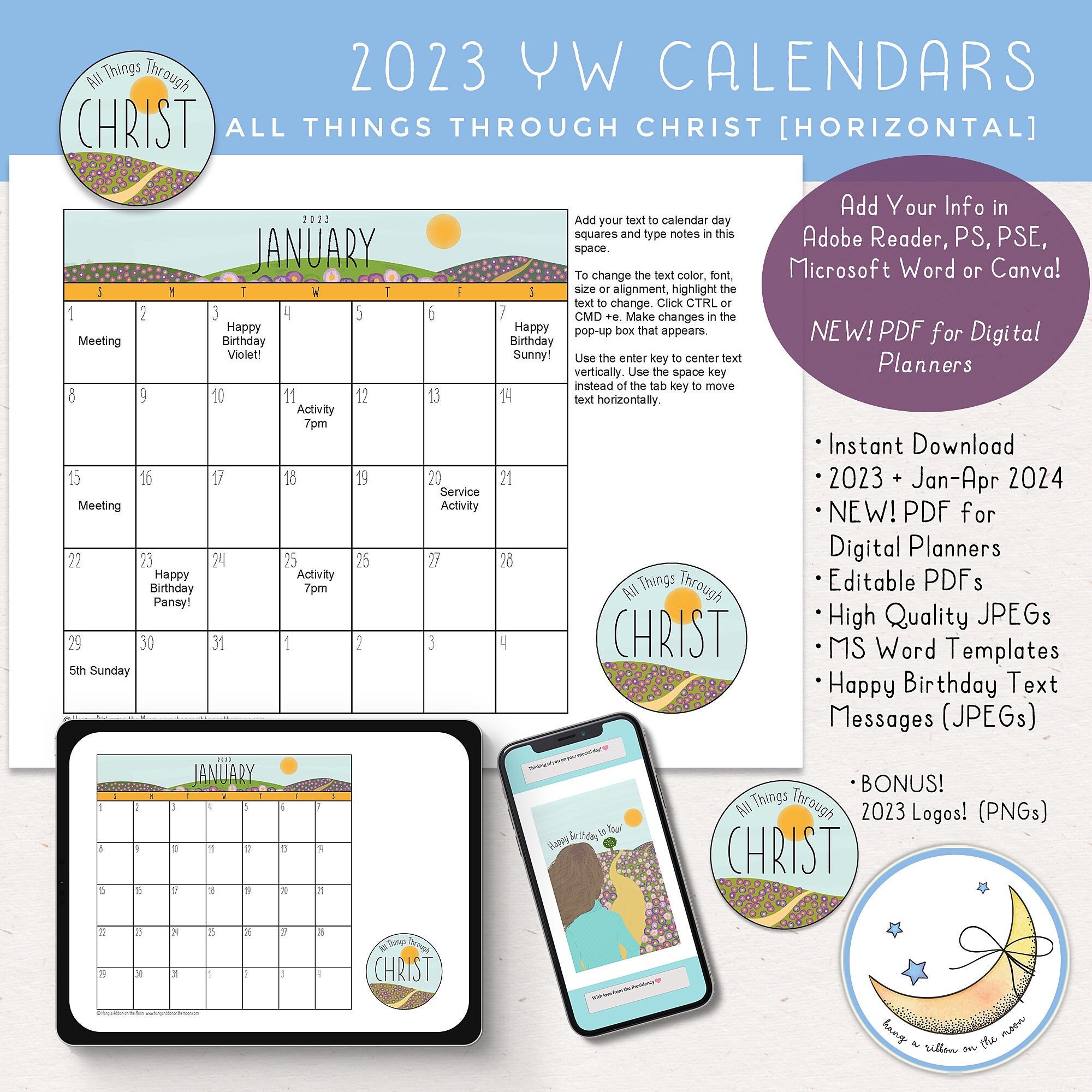LDS YW Calendar 2023 Youth Theme Editable PDF Digital - Etsy