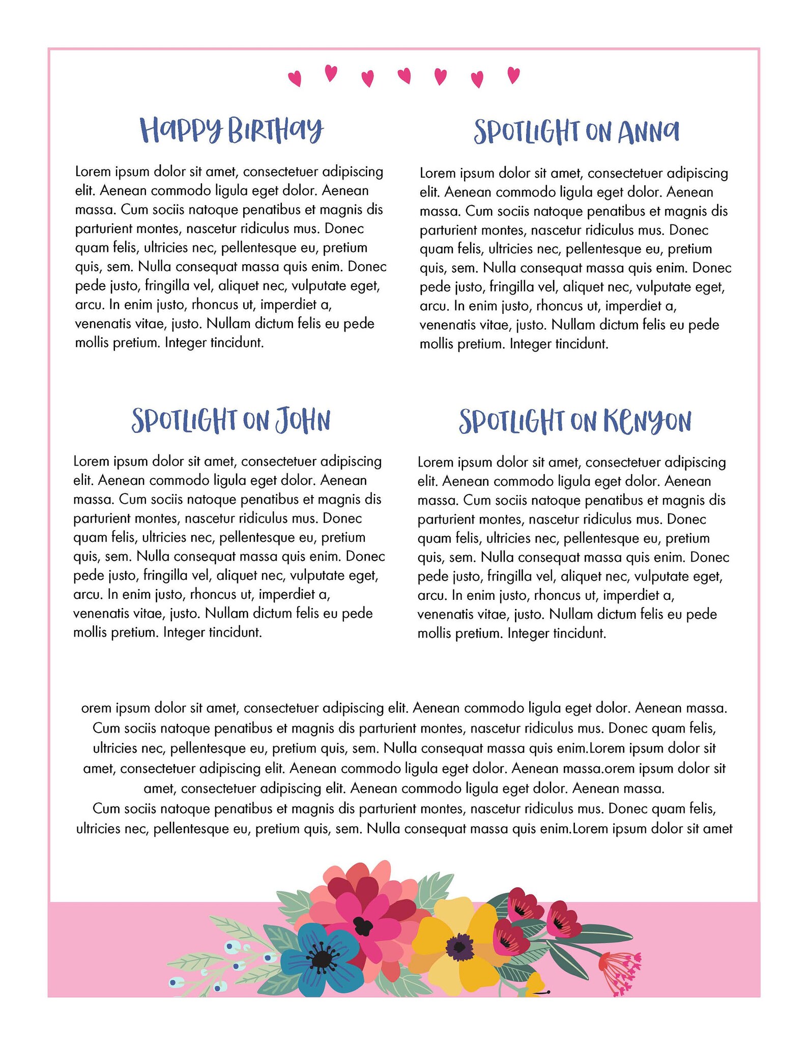 Editable Newsletter Templates, PDF, JPEG & MS Word Templates, Floral ...