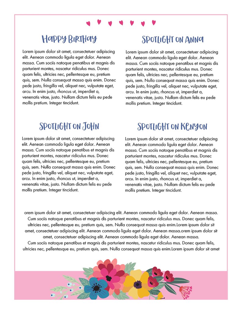Editable Newsletter Templates, PDF, JPEG & MS Word Templates, Floral ...