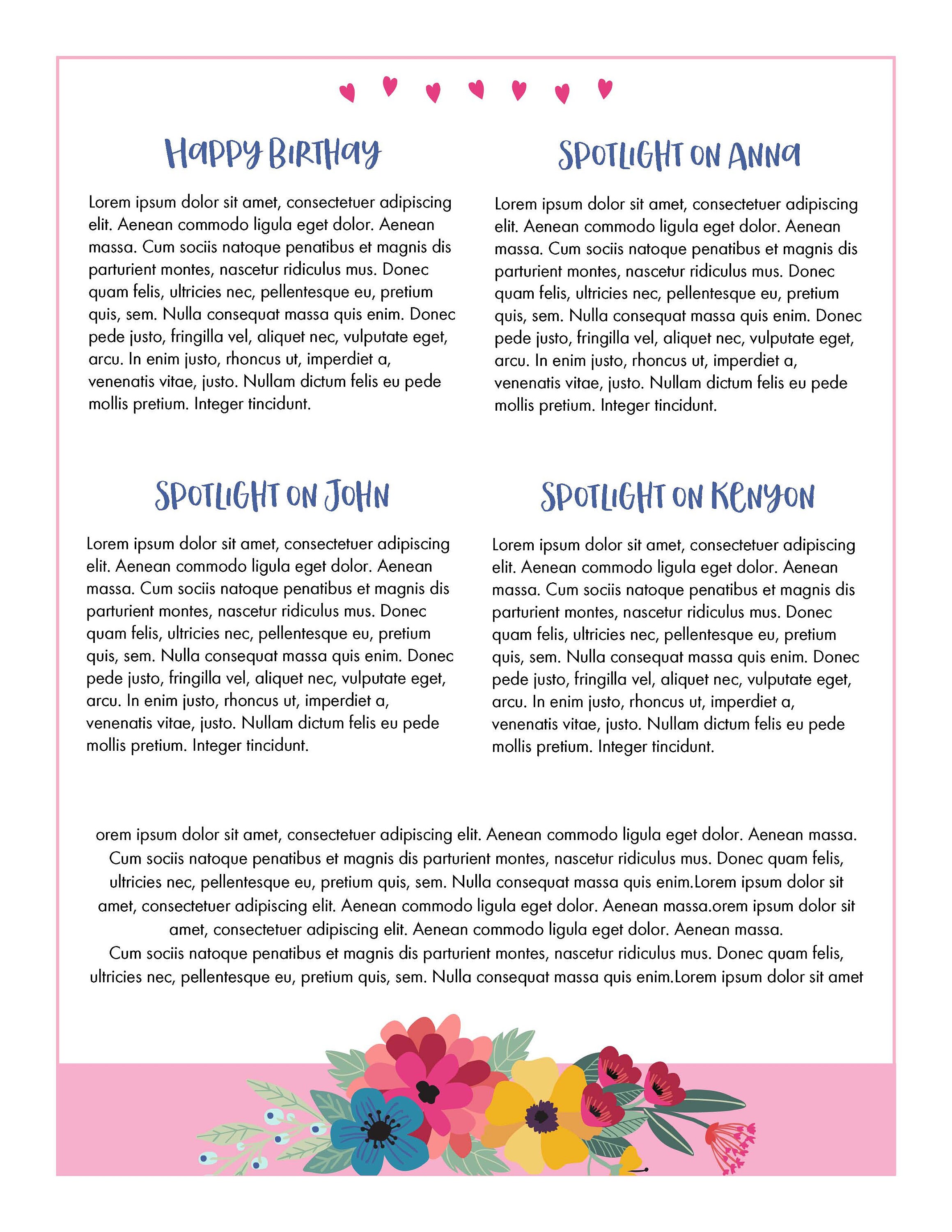 Editable Newsletter Templates, PDF, JPEG & MS Word Templates, Floral ...