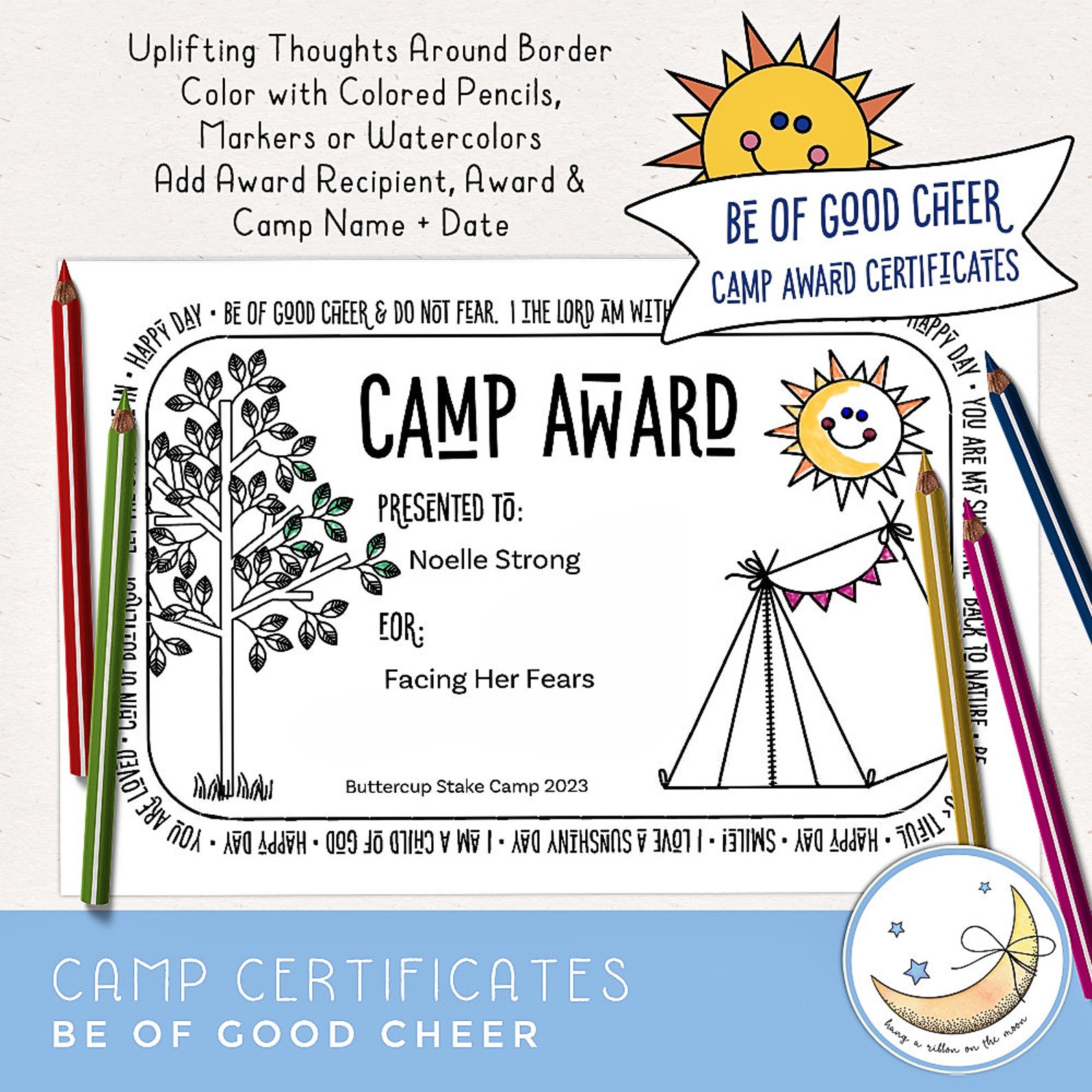 LDS Young Women Girls Camp Award Certificates, Editable Printable PDF ...