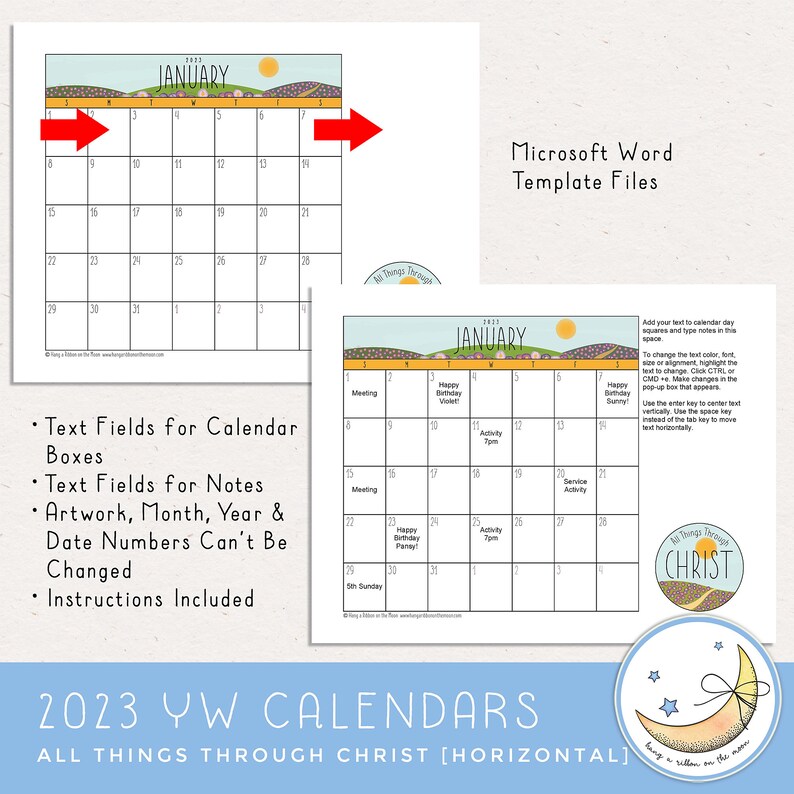 LDS YW Calendar 2023, Youth Theme, Editable PDF, Digital Planners ...