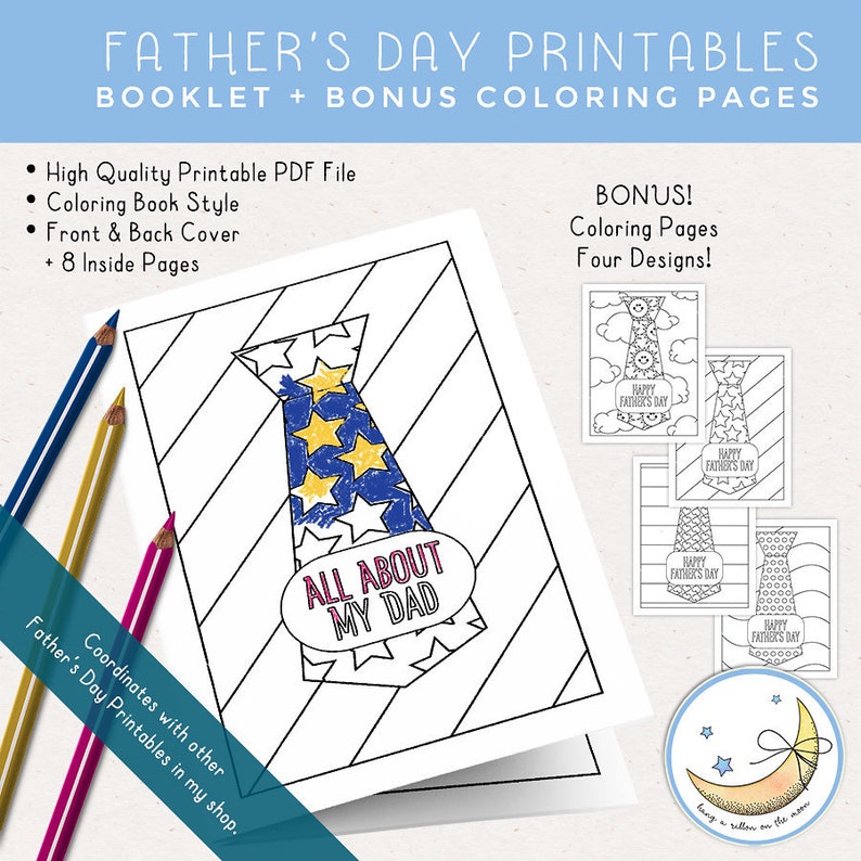 Father's Day Printable Booklet With Coloring Pages - Etsy