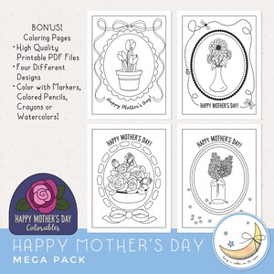 Mother's Day Printable Mega Pack: Booklet, Gift Boxes, Banner, Coloring ...