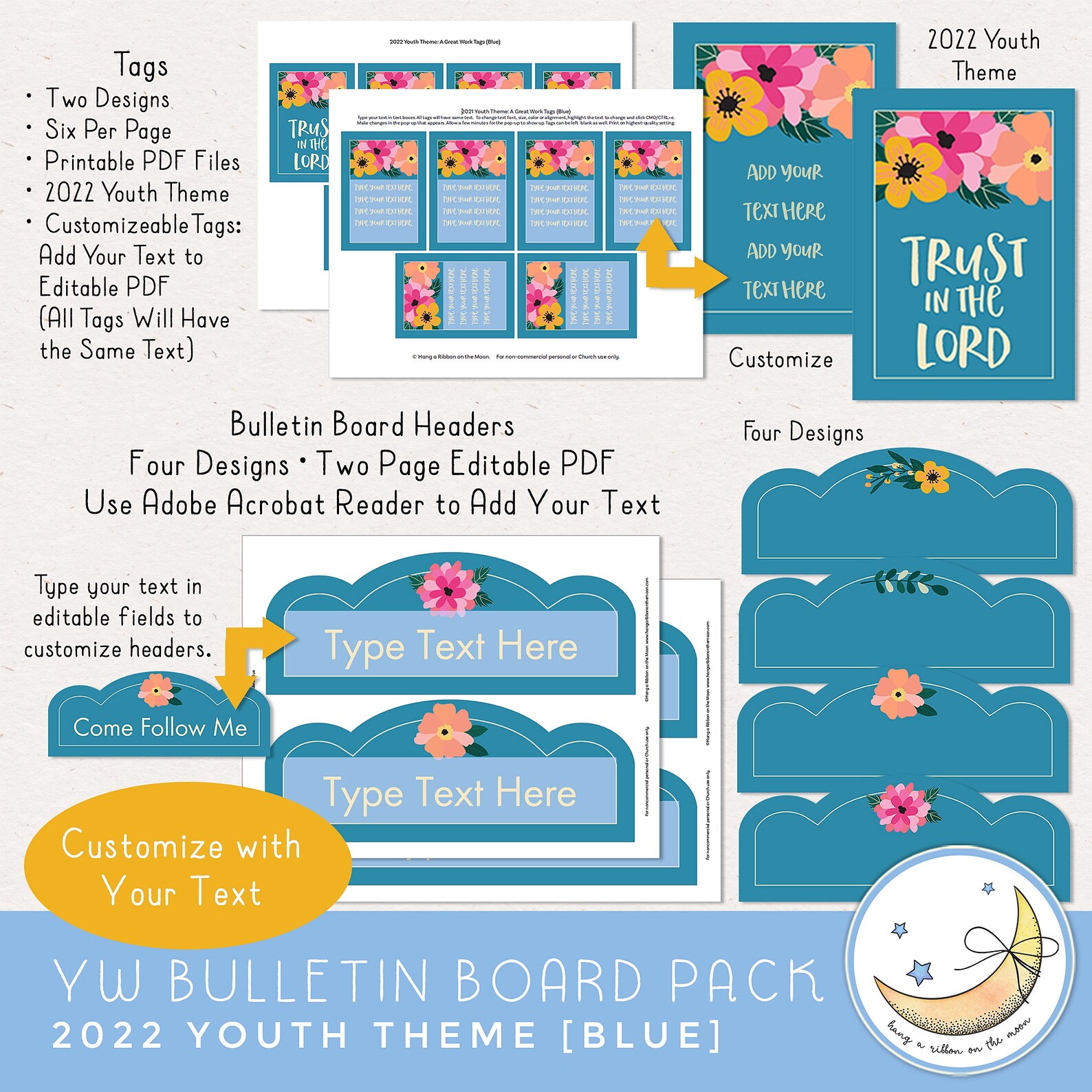 2022 Trust in the Lord Bulletin Board Pack, LDS Young Women Youth Theme ...