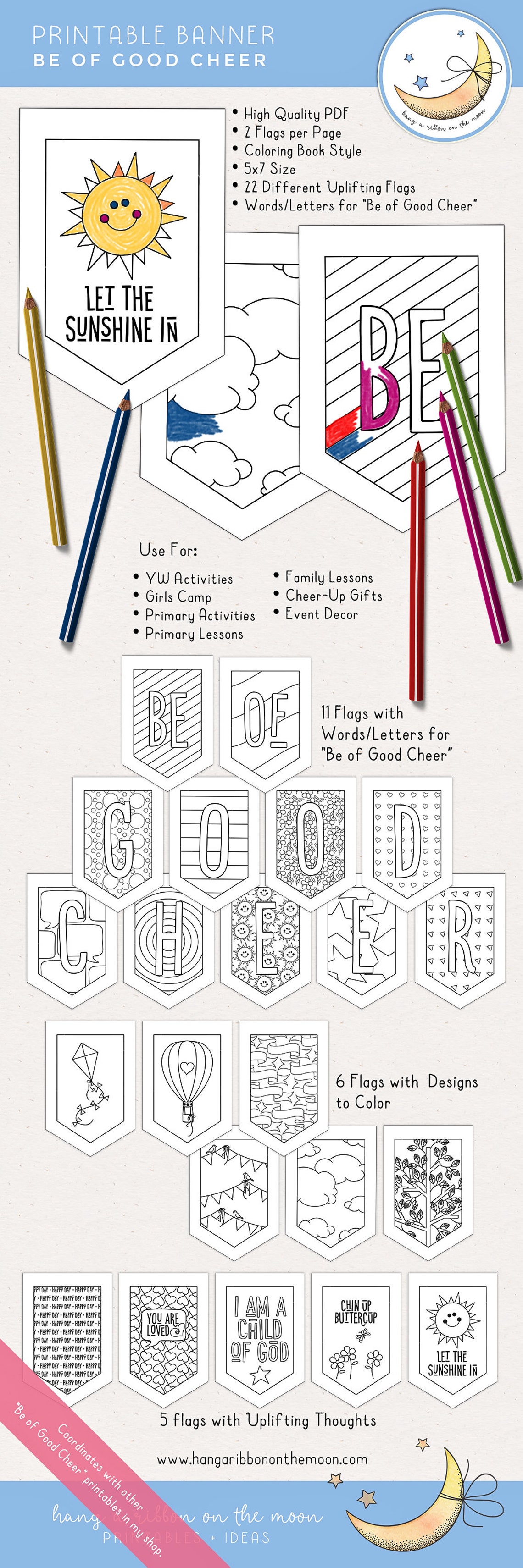 Banner Printable PDF, Be of Good Cheer, Young Women & Primary ...