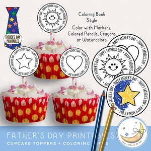 Father's Day Printable Cupcake Toppers, Coloring Pages, Father's Day ...