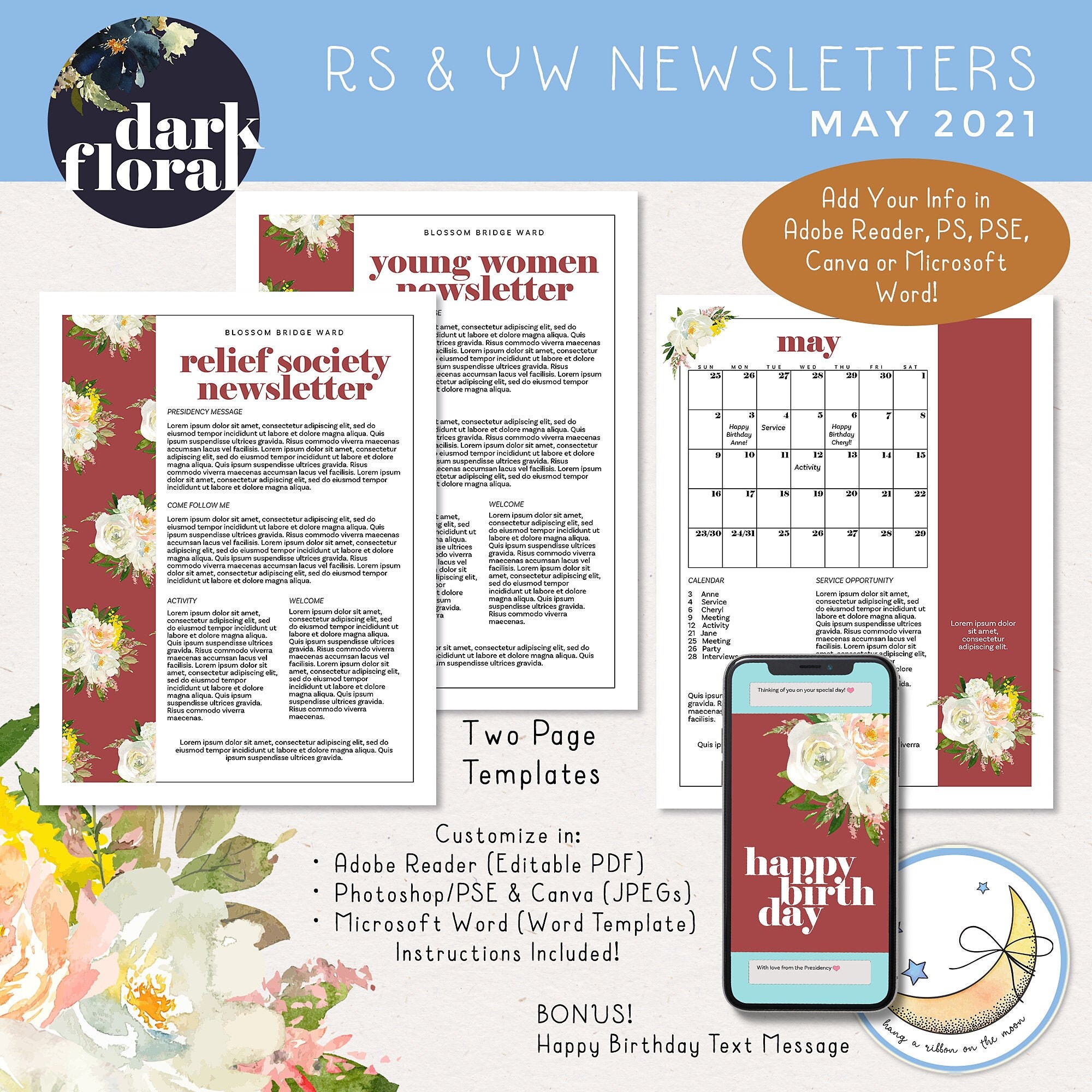 Year of Monthly Newsletters Latter-Day Saint Fully Editable Relief ...