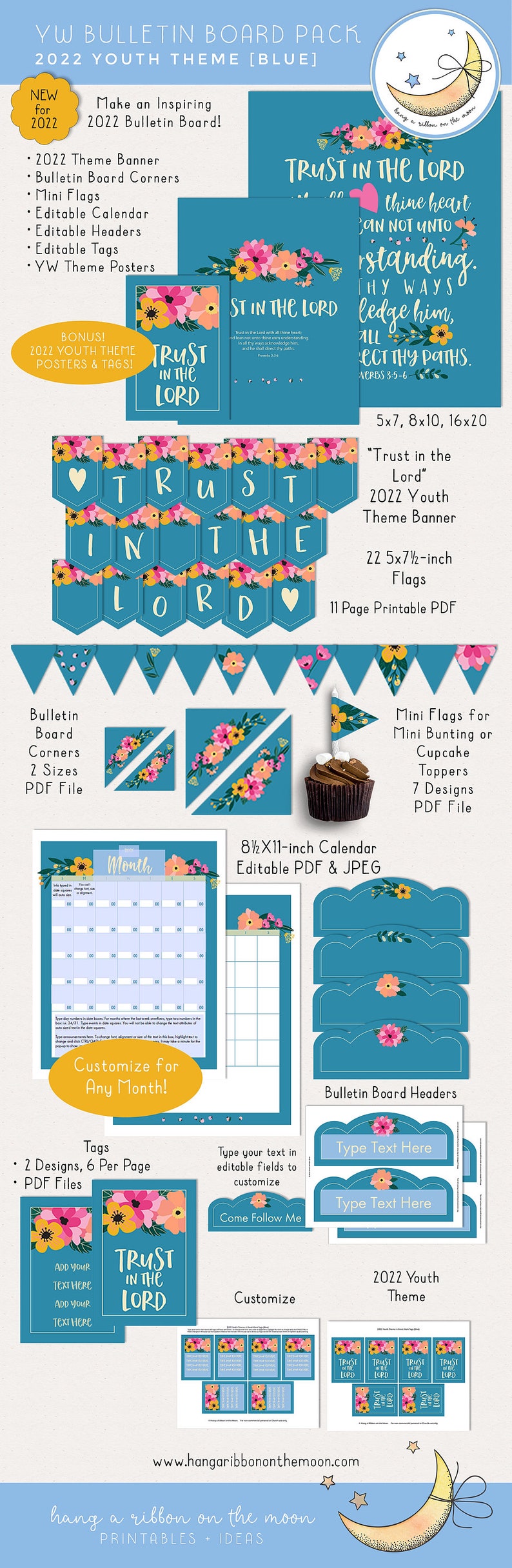 2022 Trust in the Lord Bulletin Board Pack, LDS Young Women Youth Theme ...