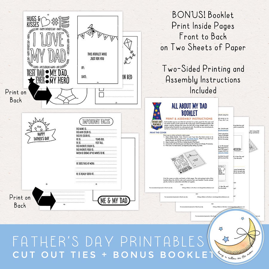Father's Day Printable Paper Ties Dad Booklet - Etsy