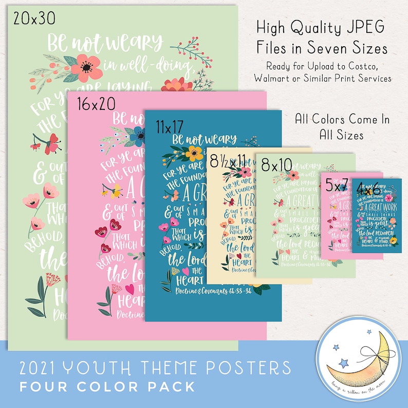 2021 LDS Youth Theme A Great Work Posters: Four Colors, Eight Printable ...